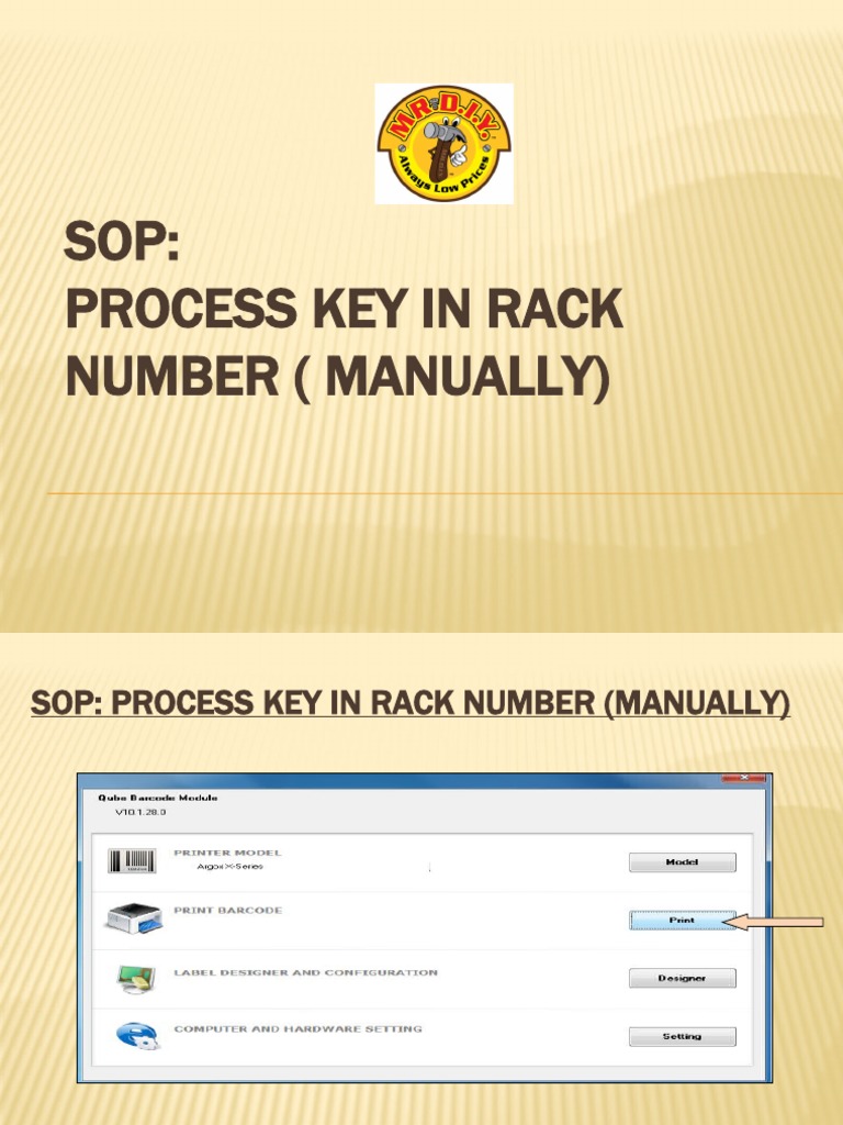 SOP Key in Rack Number Manually - Slide Presentation | PDF
