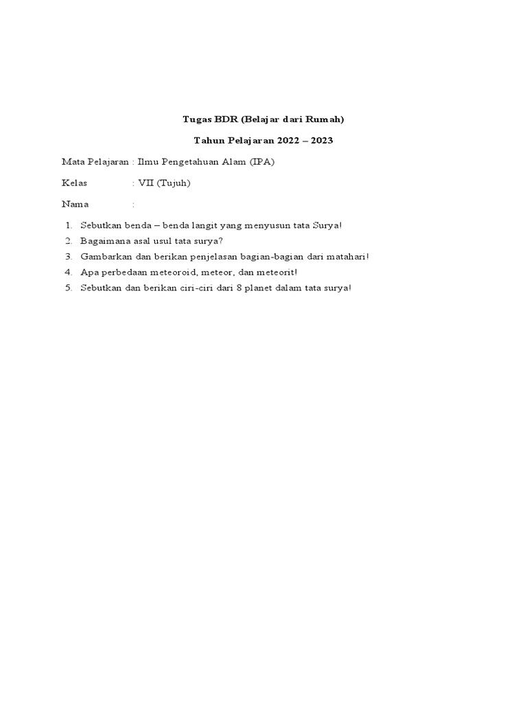 Tugas BDR IPA Kelas 7 | PDF