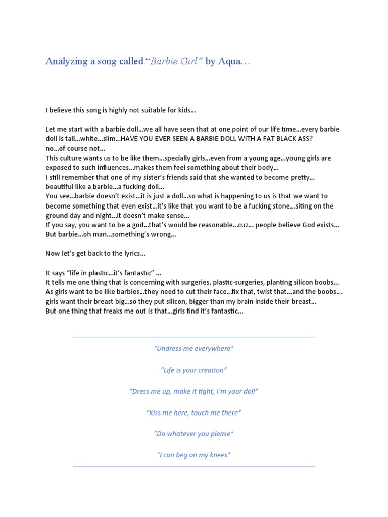 Barbie Girl | Download Free PDF | Barbie