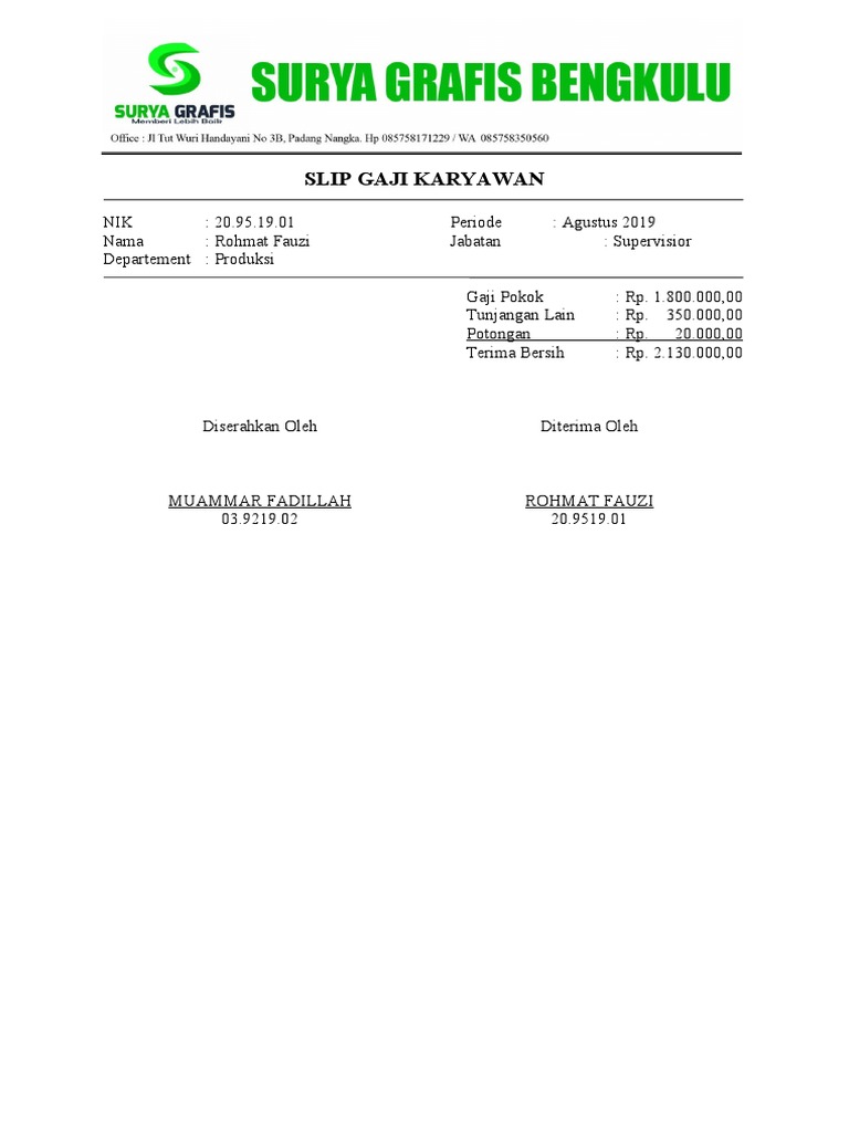 Slip Gaji Karyawan | PDF