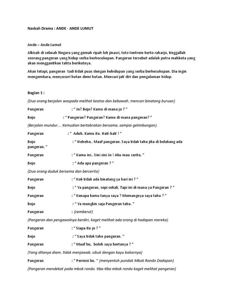 Ande-Ande Lumut: Drama Pangeran dan Klenting Kuning | PDF