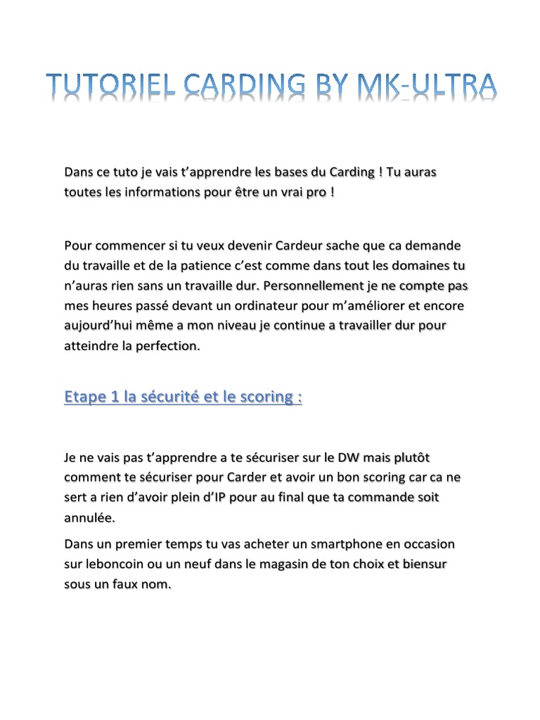 Tuto Complet sur le Carding | PDF