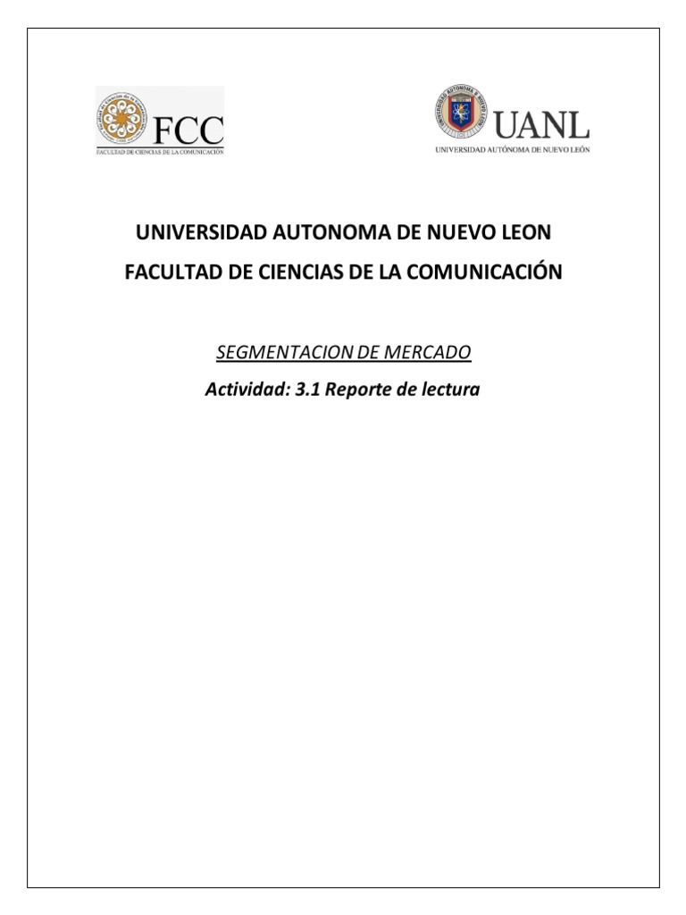 Tarea Segmentacion De Mercados Pdf Pdf