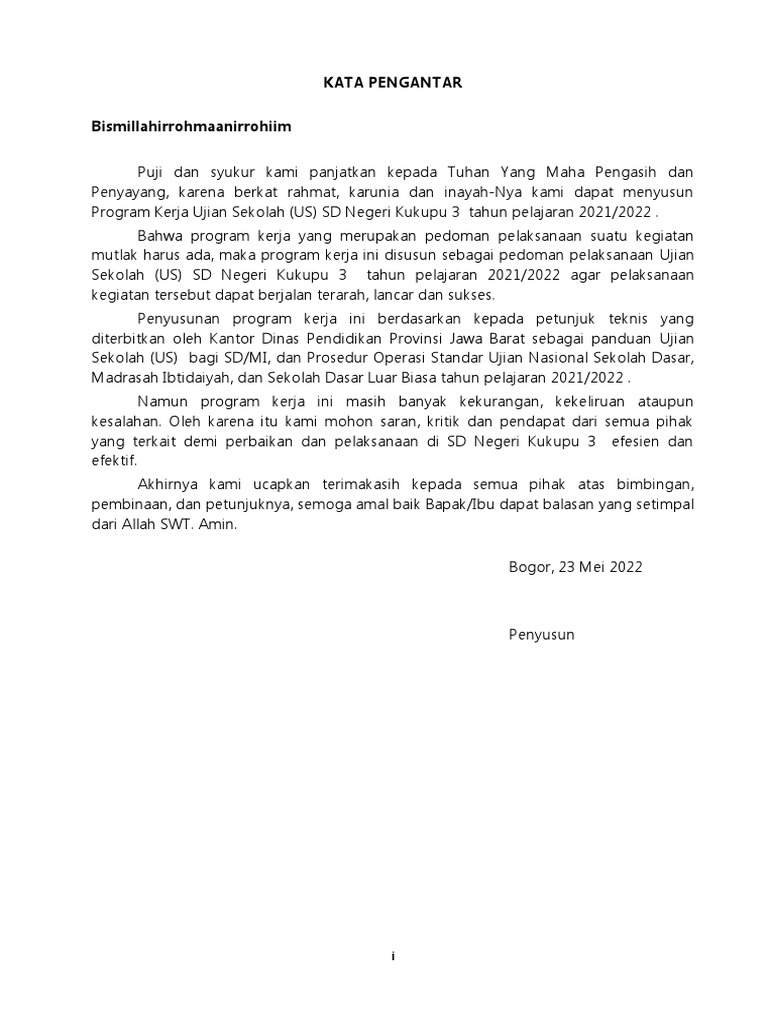 KATA PENGANTAR Proposal US | PDF