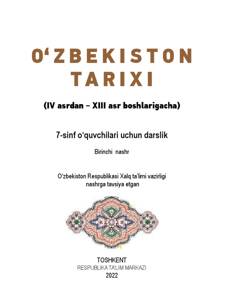 Ozbekiston Tarixi 7 Uzb 2022 PDF | PDF