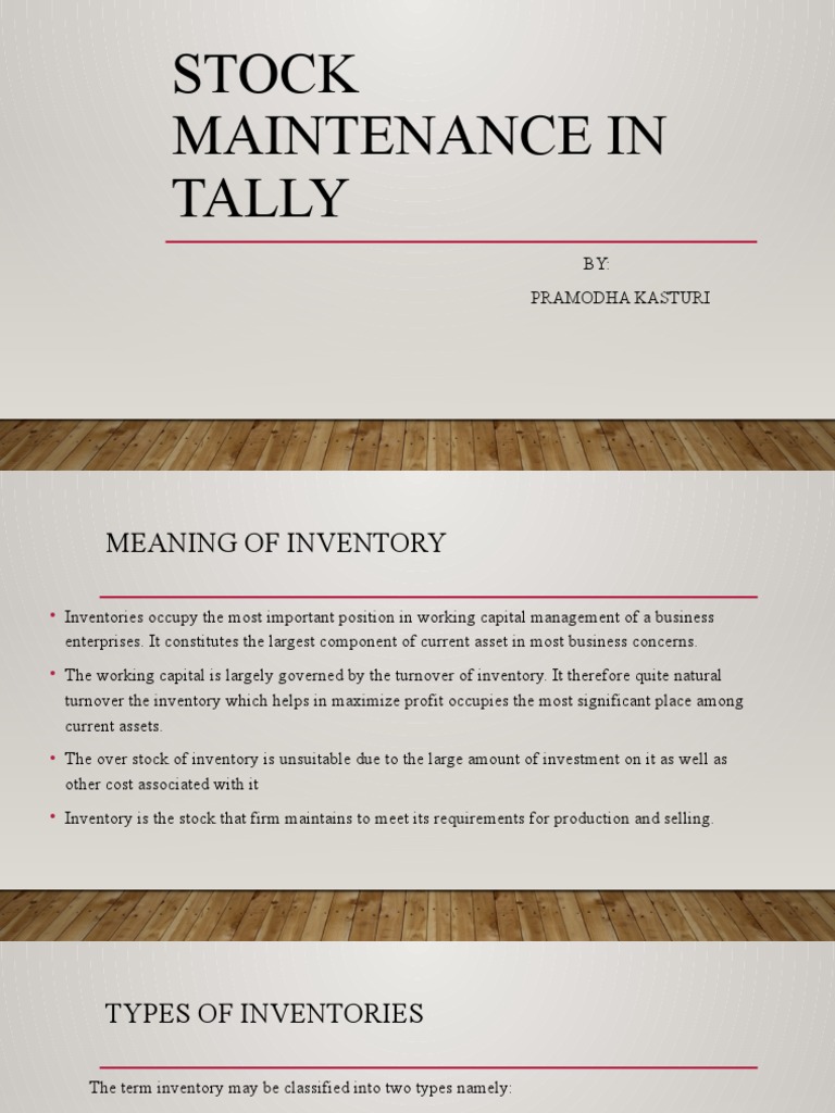 Stock Maintenance in Tally Prime Guide | PDF