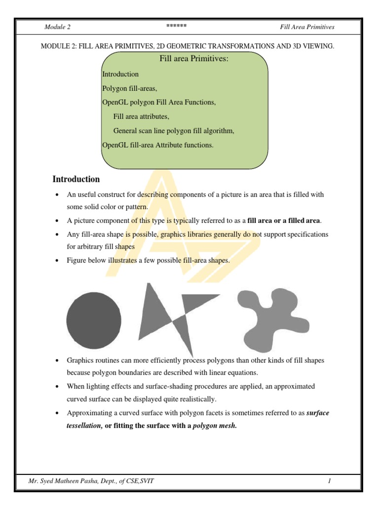 Fill Area Primitives in Computer Graphics | PDF | Teaching Methods & Materials | Technology ...