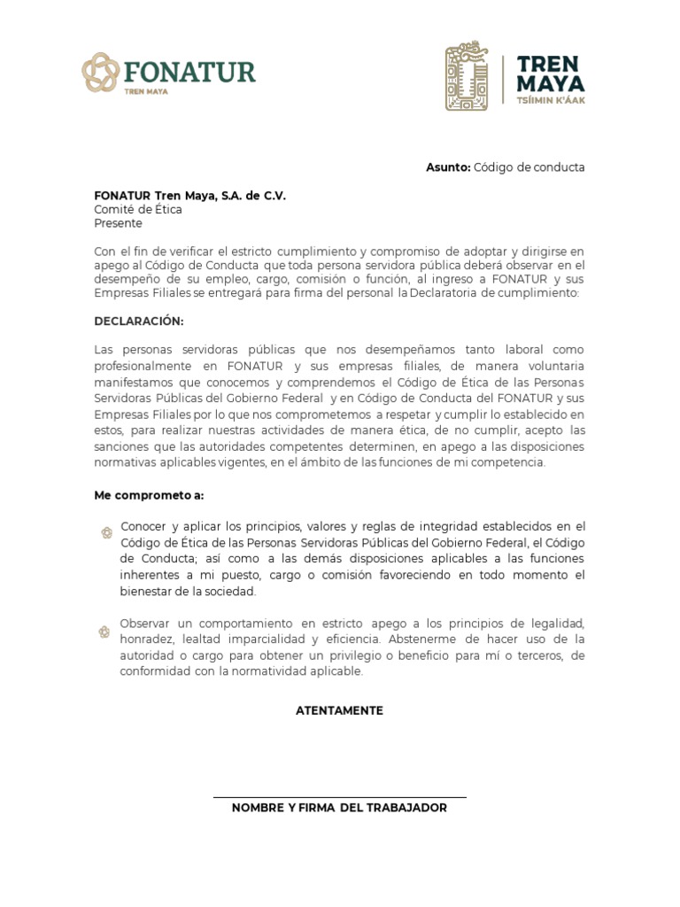 Formato Codigo de Conducta | PDF