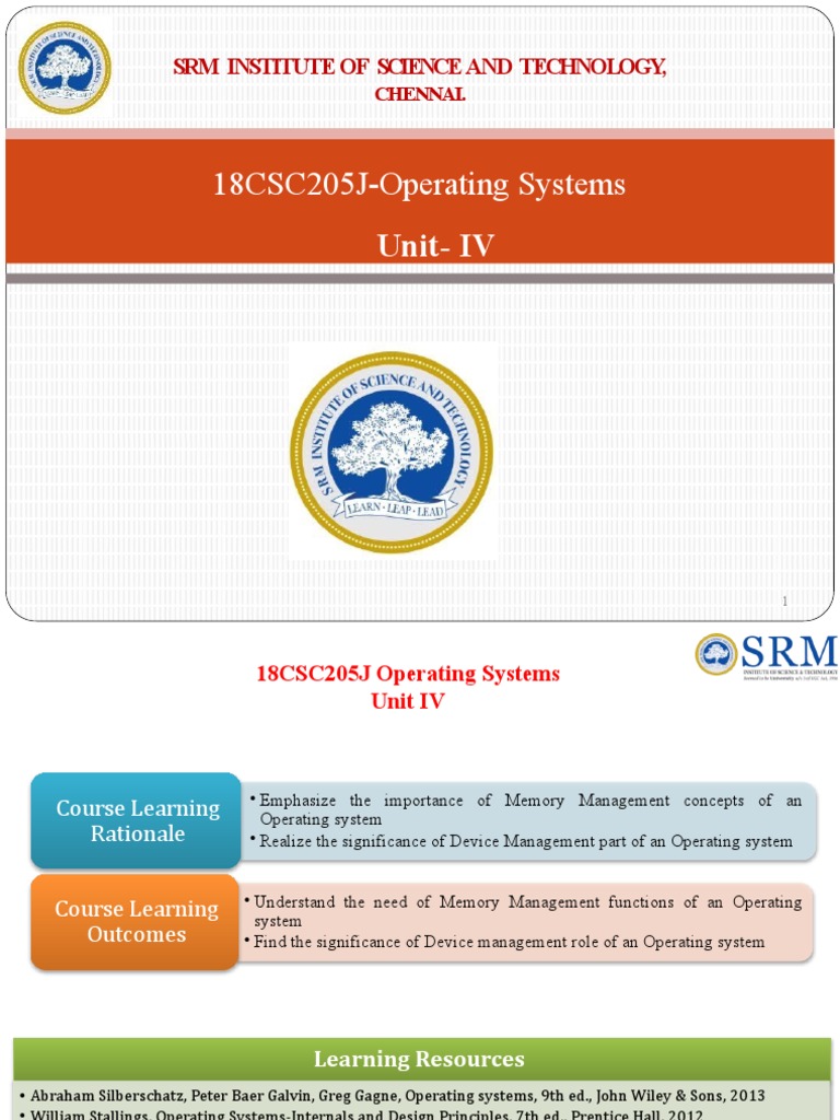 18csc205j Operating Systems Unit 4 Pdf Library Computing Process Computing 