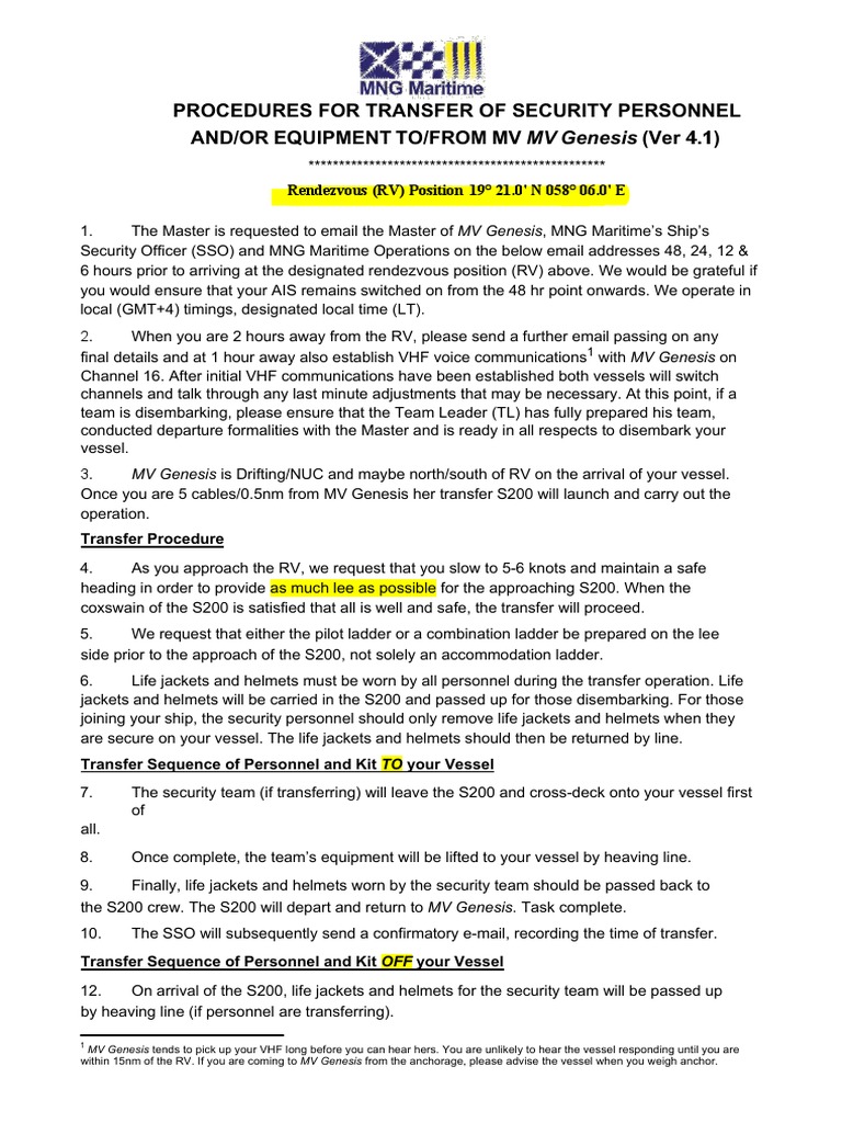 GEN Embarkation-Disembarkation Procedures MIO-N Ver 5.0 | PDF