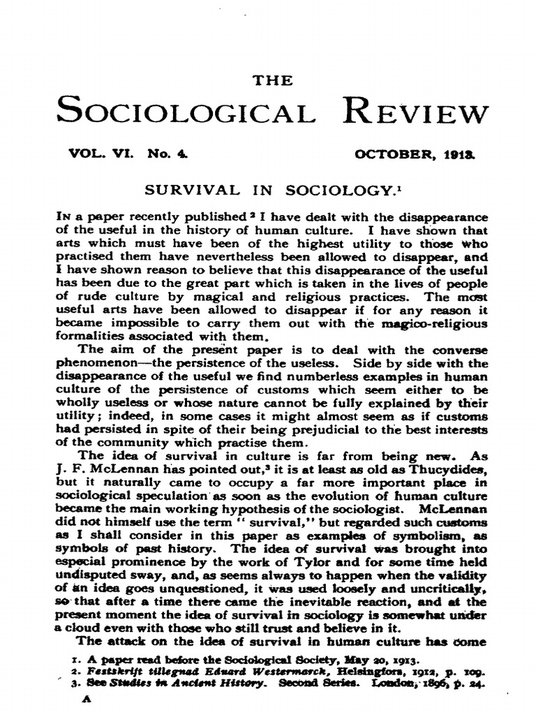 W. H. R. Rivers_"Survival in sociology" | PDF
