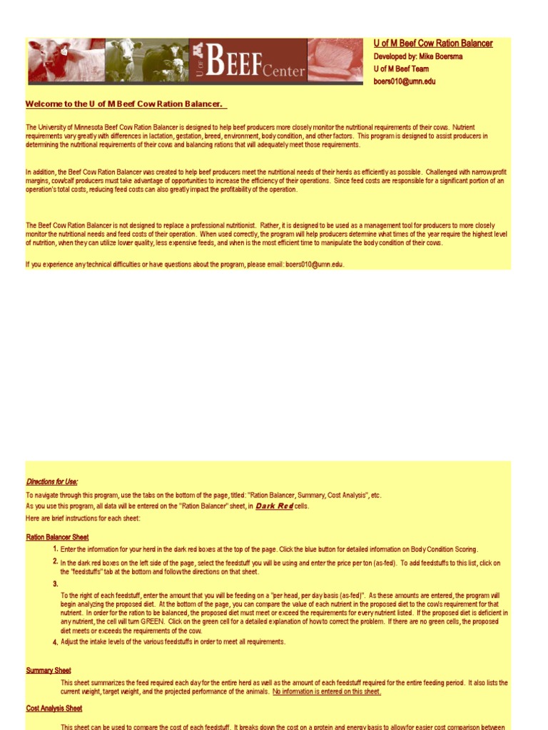 U of M Beef Cow Ration Balancer Guide | PDF | Wellness
