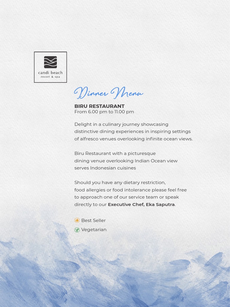 Dinner Menu - Biru Restaurant.pdf | PDF | Indonesian Cuisine | Food And ...