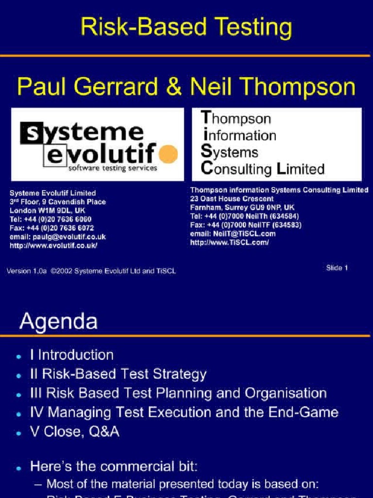 Risk Based Testing 01 Pdf
