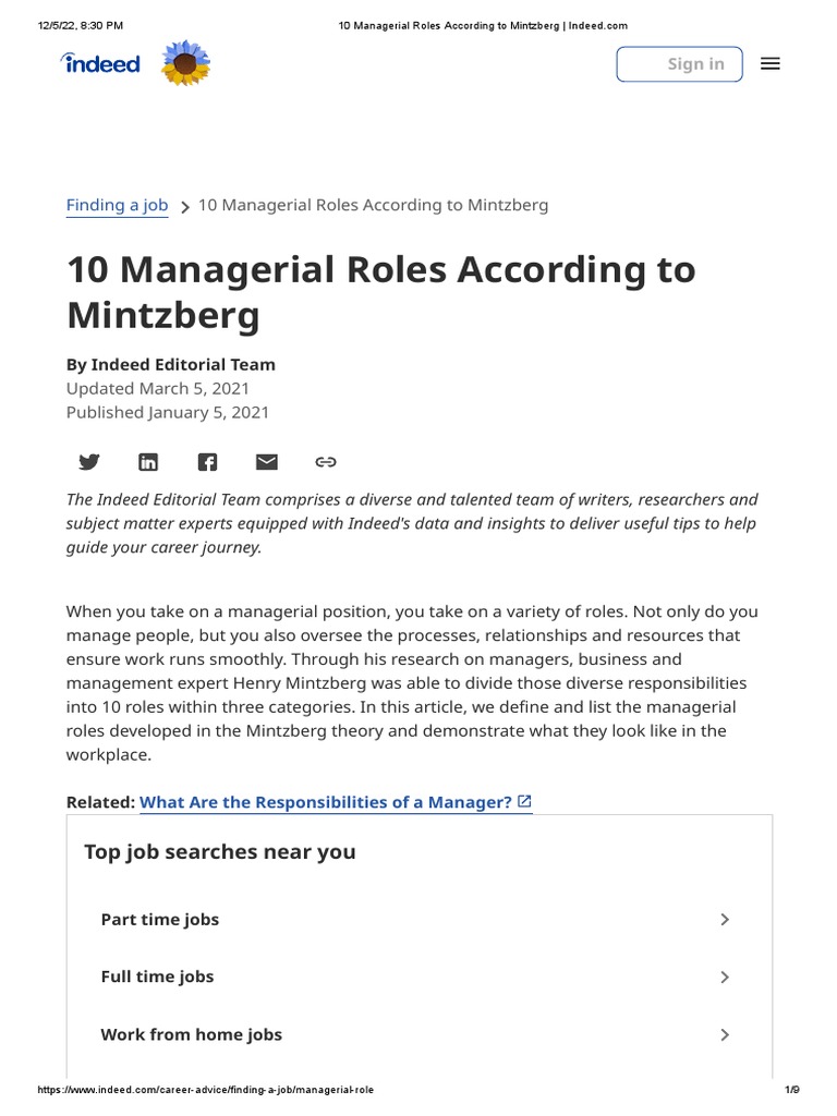 10 Managerial Roles According To Mintzberg PDF | PDF