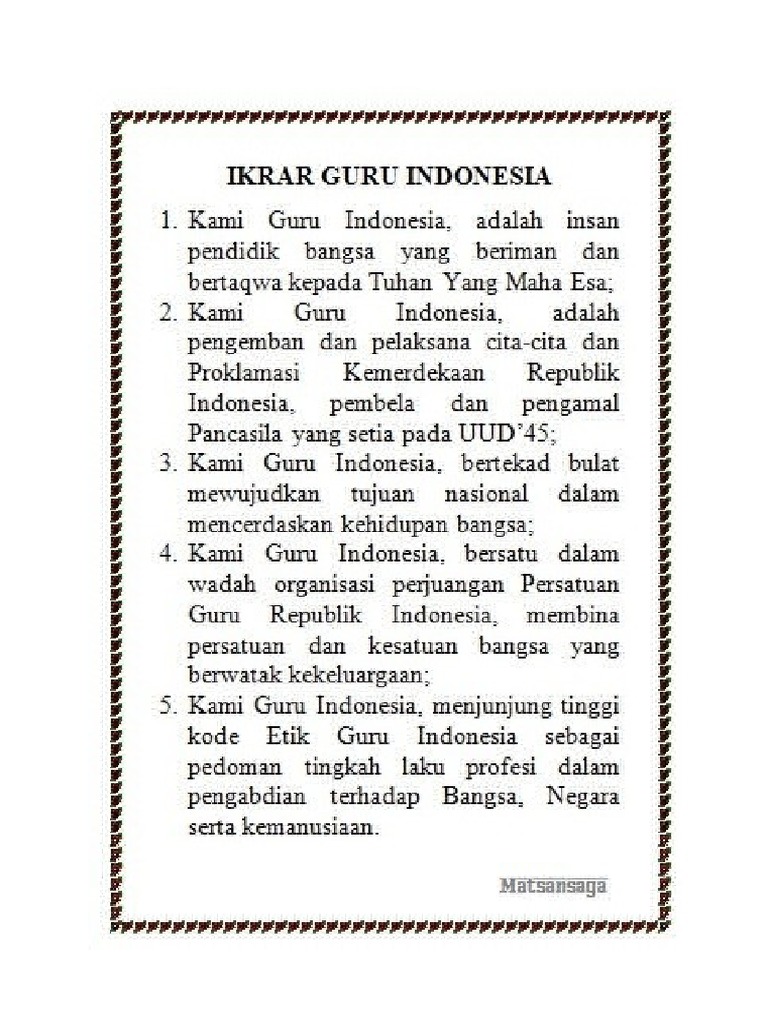Ikrar Guru Indonesia.docx | PDF