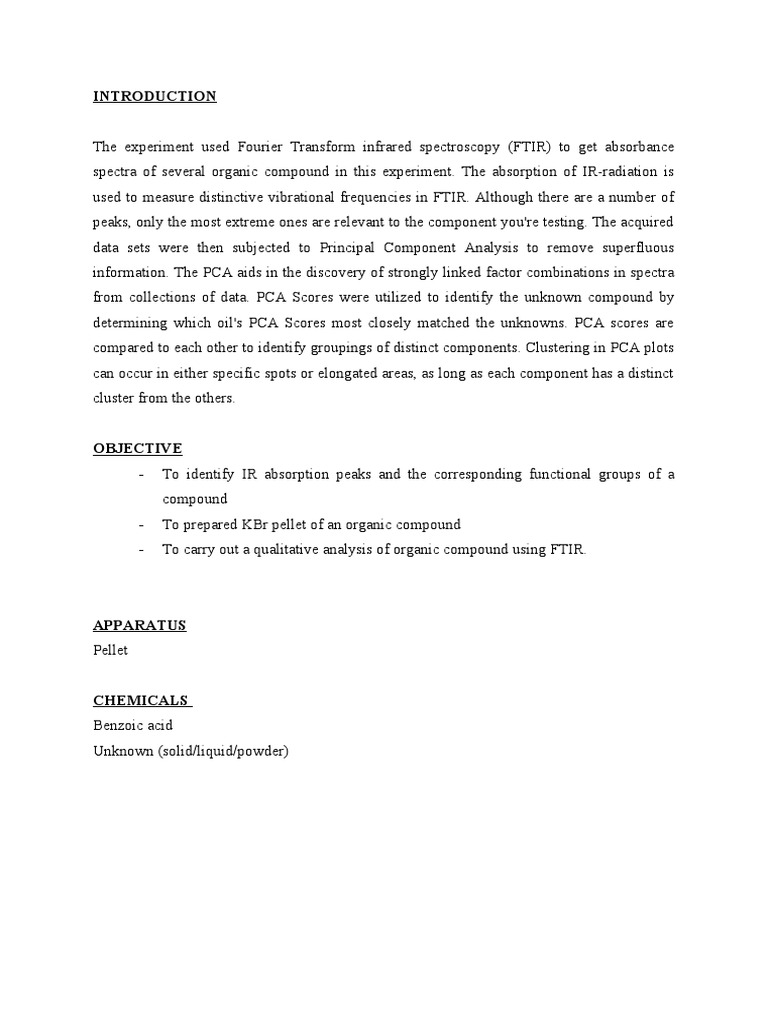 CHM260 Ftir Lab Report | PDF | Infrared Spectroscopy | Absorption ...