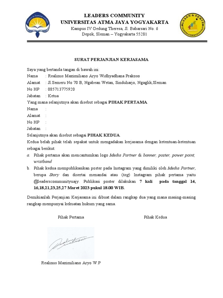 MOU MEDIA PARTNER TSL LINGKUNGAN .docx | PDF