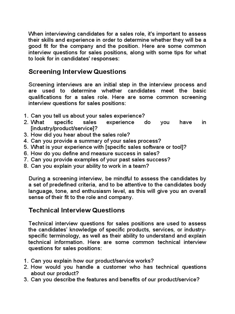 Template Interview Sales | PDF | Sales | Experience