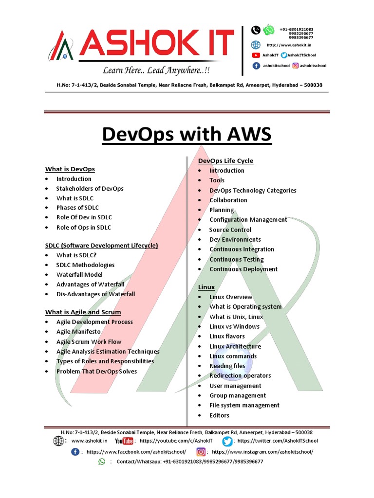 Ashok IT-DevOps With AWS Syllabus PDF | PDF
