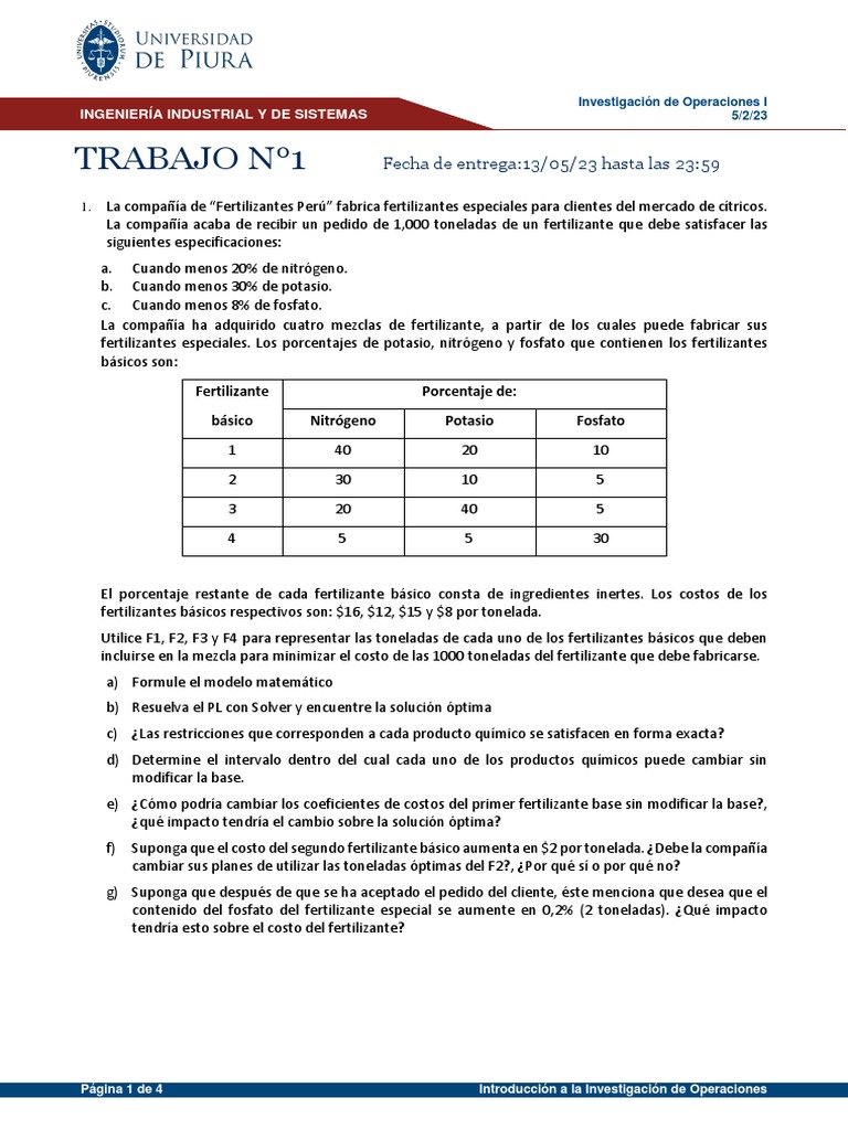 Trabajo N°1 - Solver | PDF