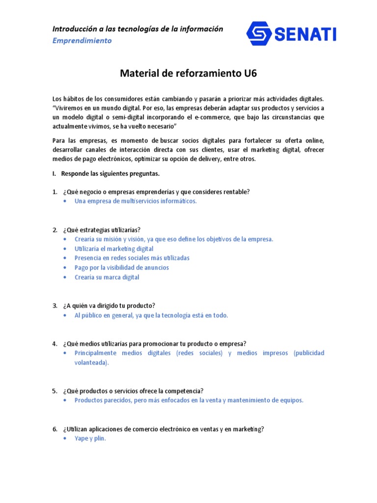 Material de Reforzamiento U6 | PDF