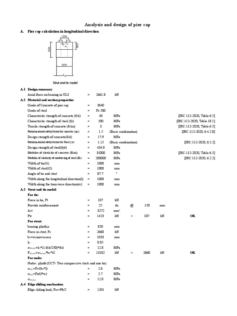 Pier Cap Design and Analysis Details | PDF | Technology & Engineering