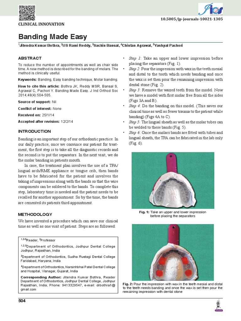 Banding Made Easy: A New Technique for Efficient Molar Banding Through ...