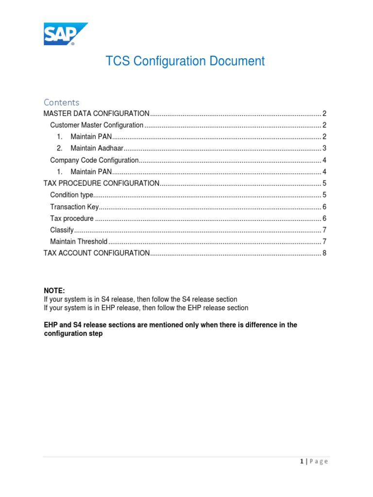 TCS Configuration FI PDF | PDF | Finance & Money Management | Computers