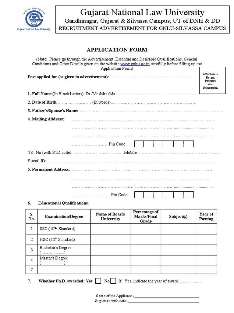 Application-Form-GNLU-S_AC_FP-001_2023 | PDF