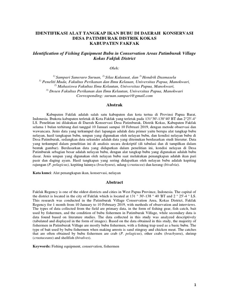 Identifikasi Alat Tangkap Bubu di Patimburak | PDF