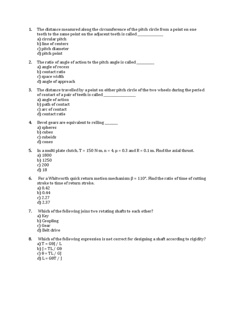 Tech Quiz | PDF | Gear | Engines