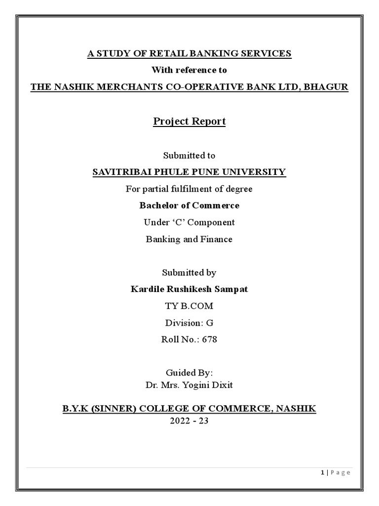 Banking and Finance Project Semester 6 Retail Banking PDF | PDF | Banks | Data Collection