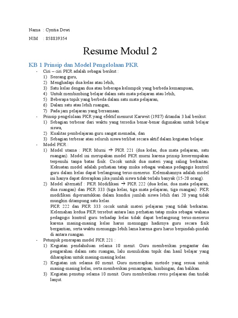Resume Modul 2 PKR_cyntia dewi 858839354 | PDF