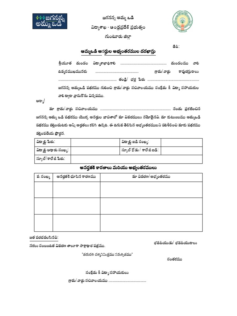 Ammavodi Objections PDF | PDF