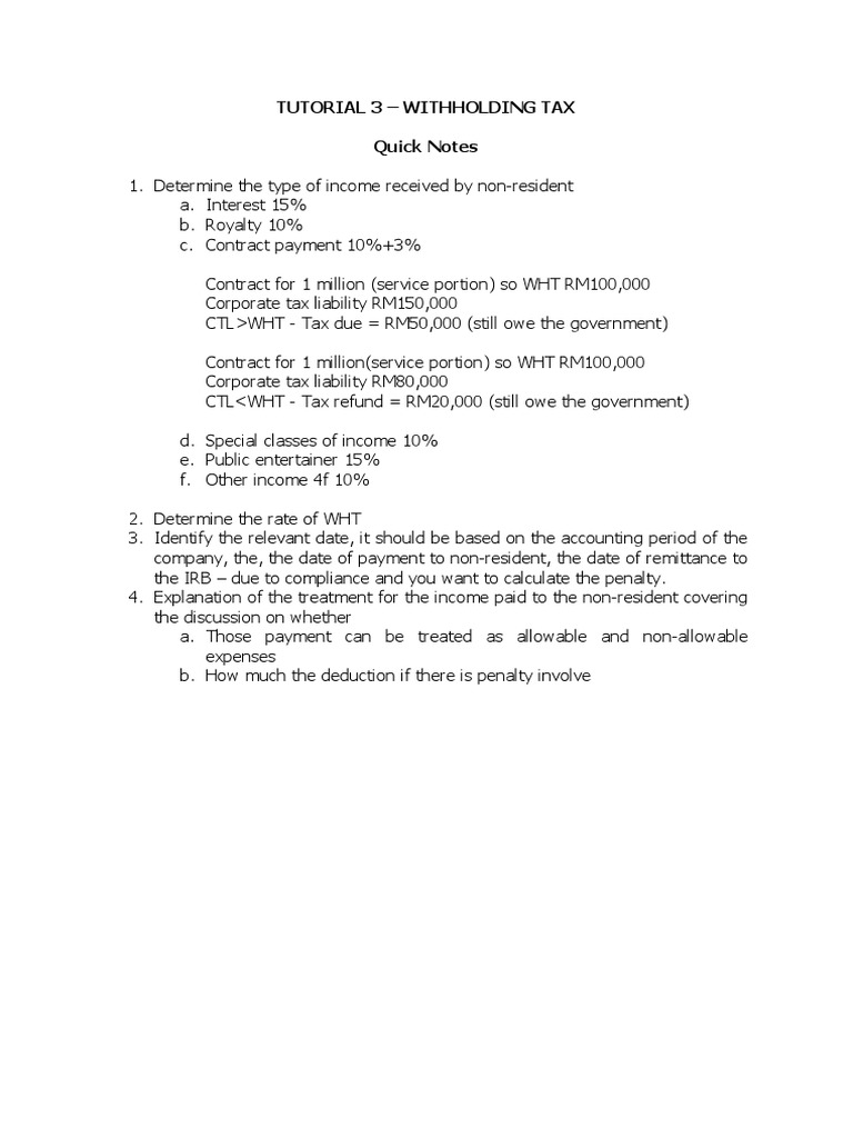 Tutorial 3 WHT Discuss | PDF | Taxes | Payments