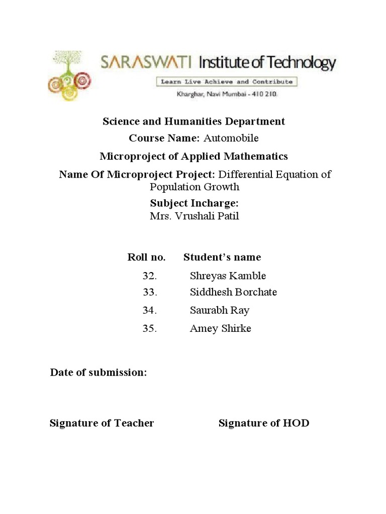 Applied Mathematics Microproject | PDF