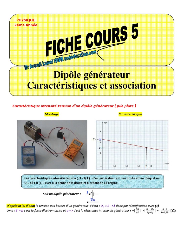 Cours Dipole Génératuer Web PDF | PDF | Puissance (physique) | Grandeur physique