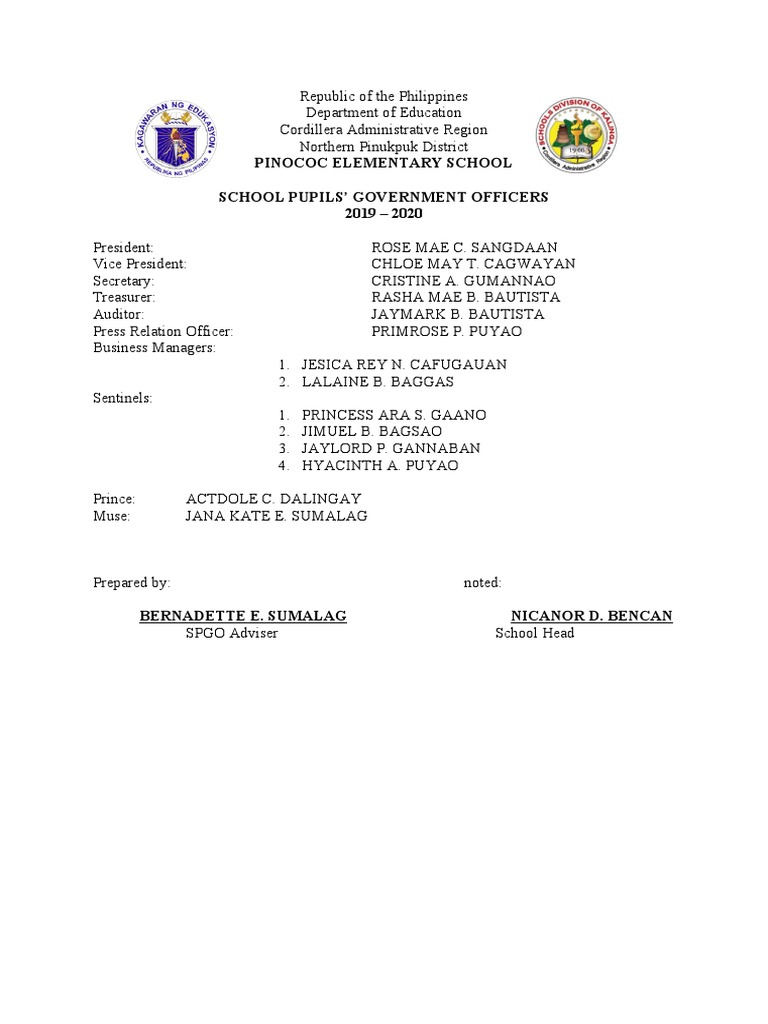 Spgo Officers 2018-2019 | PDF