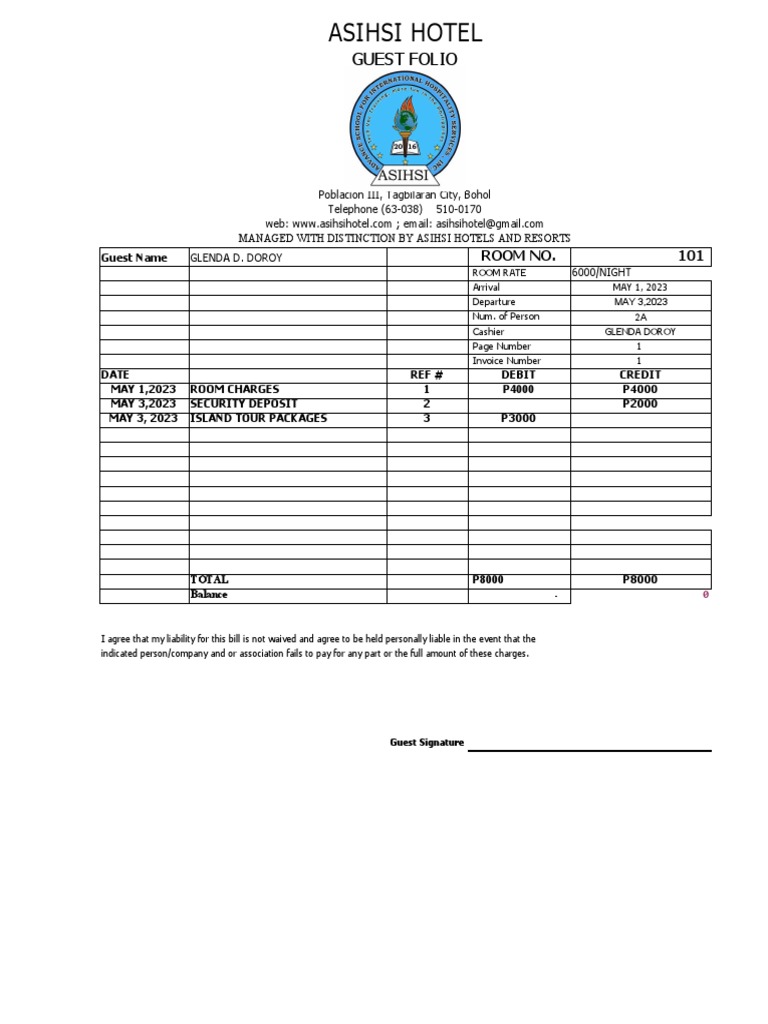 Guest Folio | PDF | Banking | Financial Economics