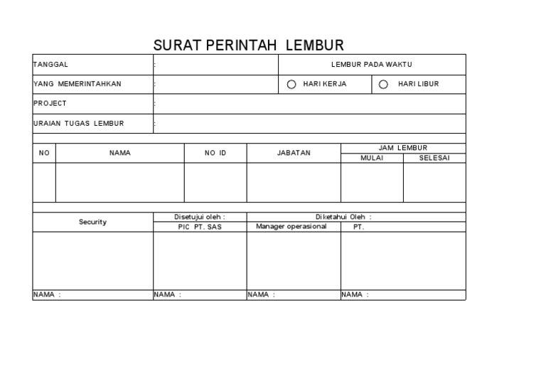 Form Lembur | PDF