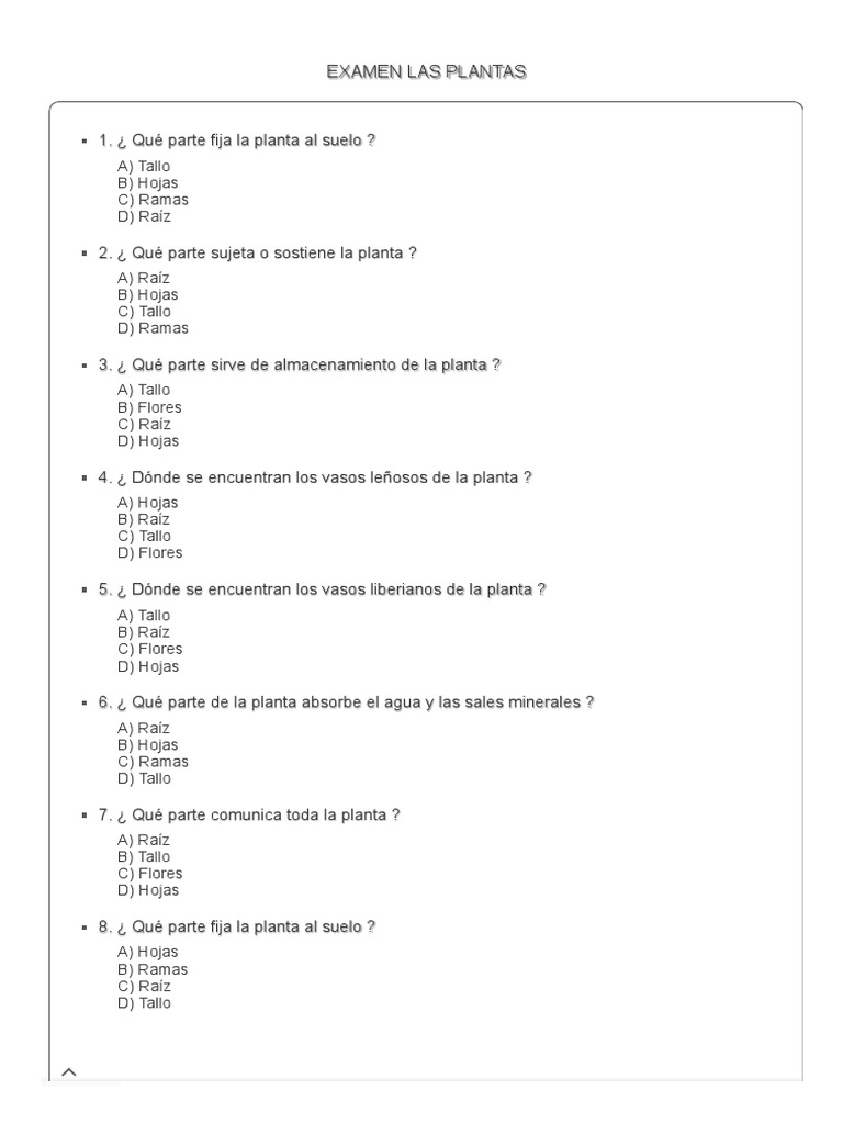 Examen Las Plantas | PDF