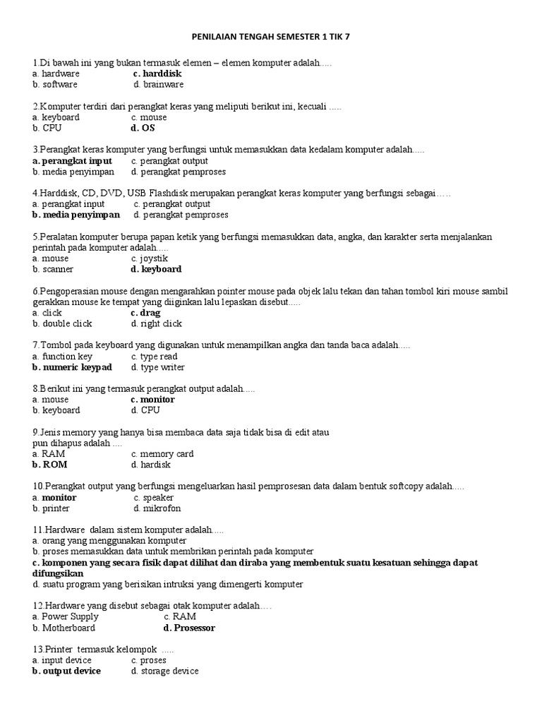 Soal UH TIK 7 Ganjil 2022-2023 | PDF | Game & Aktivitas