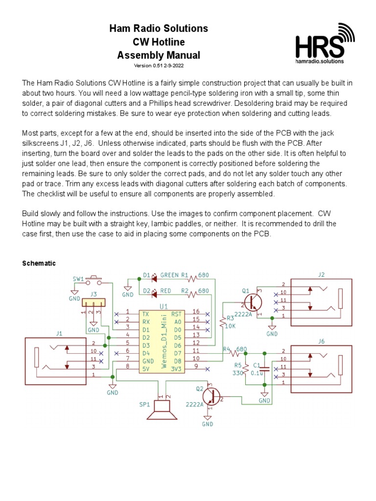 CW Hotline Assembly Manual v0.51-2 PDF | PDF