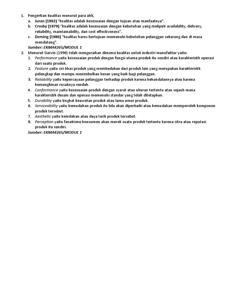 Dimensi Kualitas Menurut Para Ahli | PDF | Seni