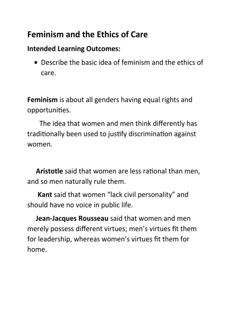 Feminism and The Ethics of Care | PDF | Feminism | Gender Studies