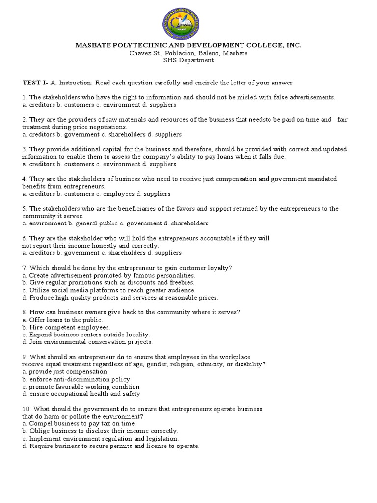 Business Ethics and Stakeholder Responsibilities | PDF