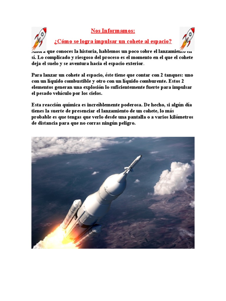 Como Se Logra Impulsar Un Cohete Al Espacio | PDF