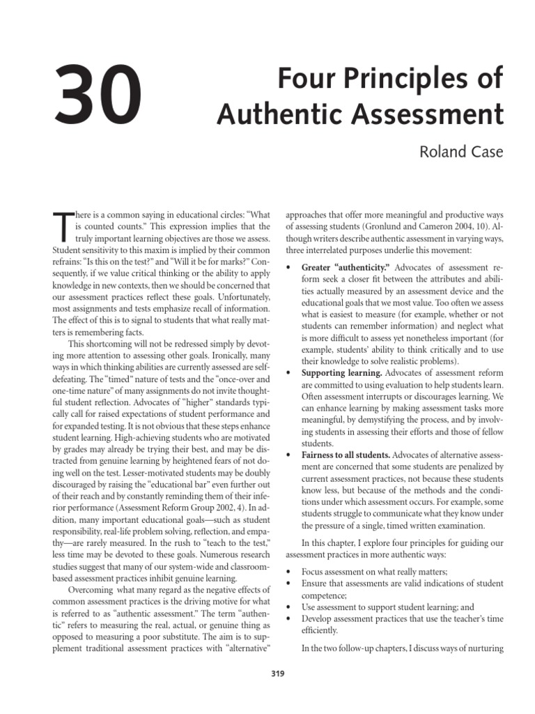Four Principles of Authentic Assessment | PDF