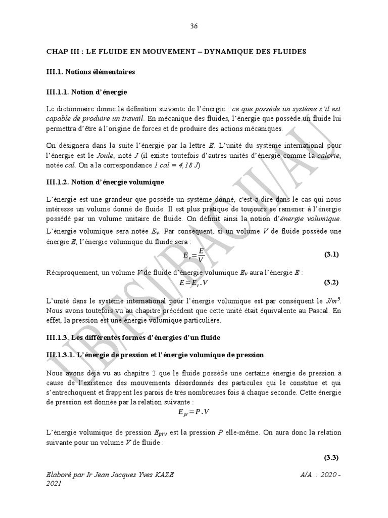 Chap III. Dynamique Des Fluides | PDF